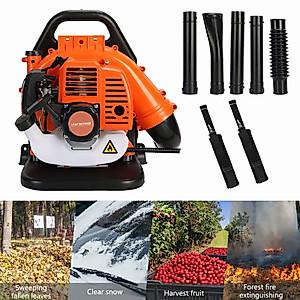 VEAREAR Leaf Blower, 52CC 550CFM 2 Stroke Backpack Gas Powered Leaf Blower, Grass Lawn Blower Air Cooling Gasoline Backpack Grass Blower with Air-Cooled, Backpack Snow Blower for Garden