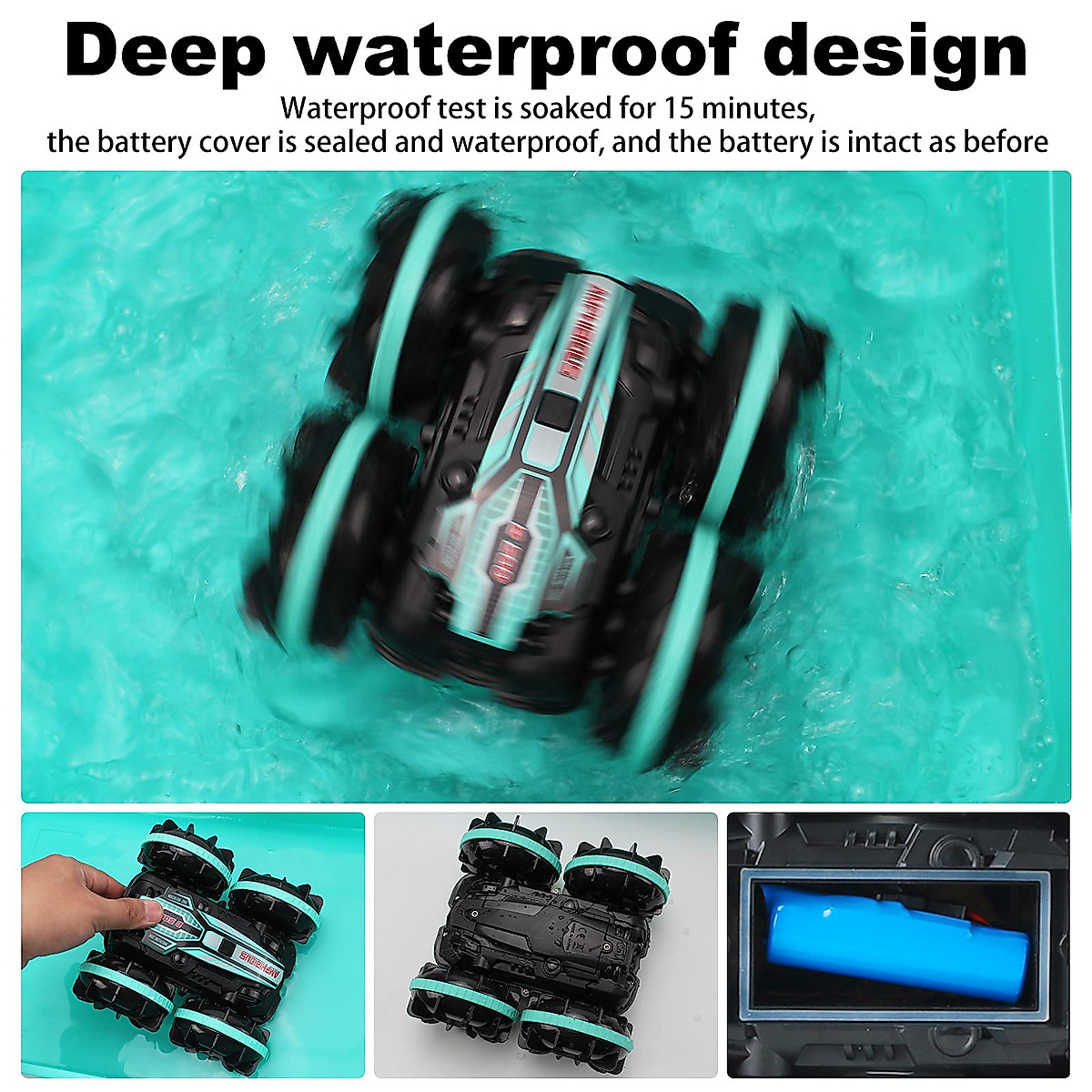 Xmasmate Amphibious Remote Control Car for Kids 2.4 GHz Remote Control Boat Toys for Boys Waterproof RC Monster Truck Beach Toys Car Outdoor Pool Water Toy