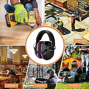 ProCase Noise Reduction Ear Muffs, NRR 28dB Shooters Hearing Protection Headphones Headset Bundle with Professional Noise Cancelling Ear Defenders for Construction Work Shooting Range Hunting