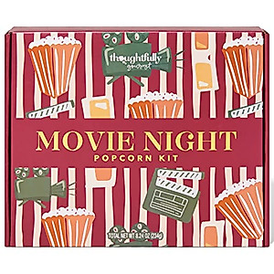 Thoughtfully Gourmet, Movie Night Popcorn Set, Includes Yellow and Mixed Popcorn Kernels, 10 Paper Popcorn Bags, 5 Popcorn Seasonings & Toppings