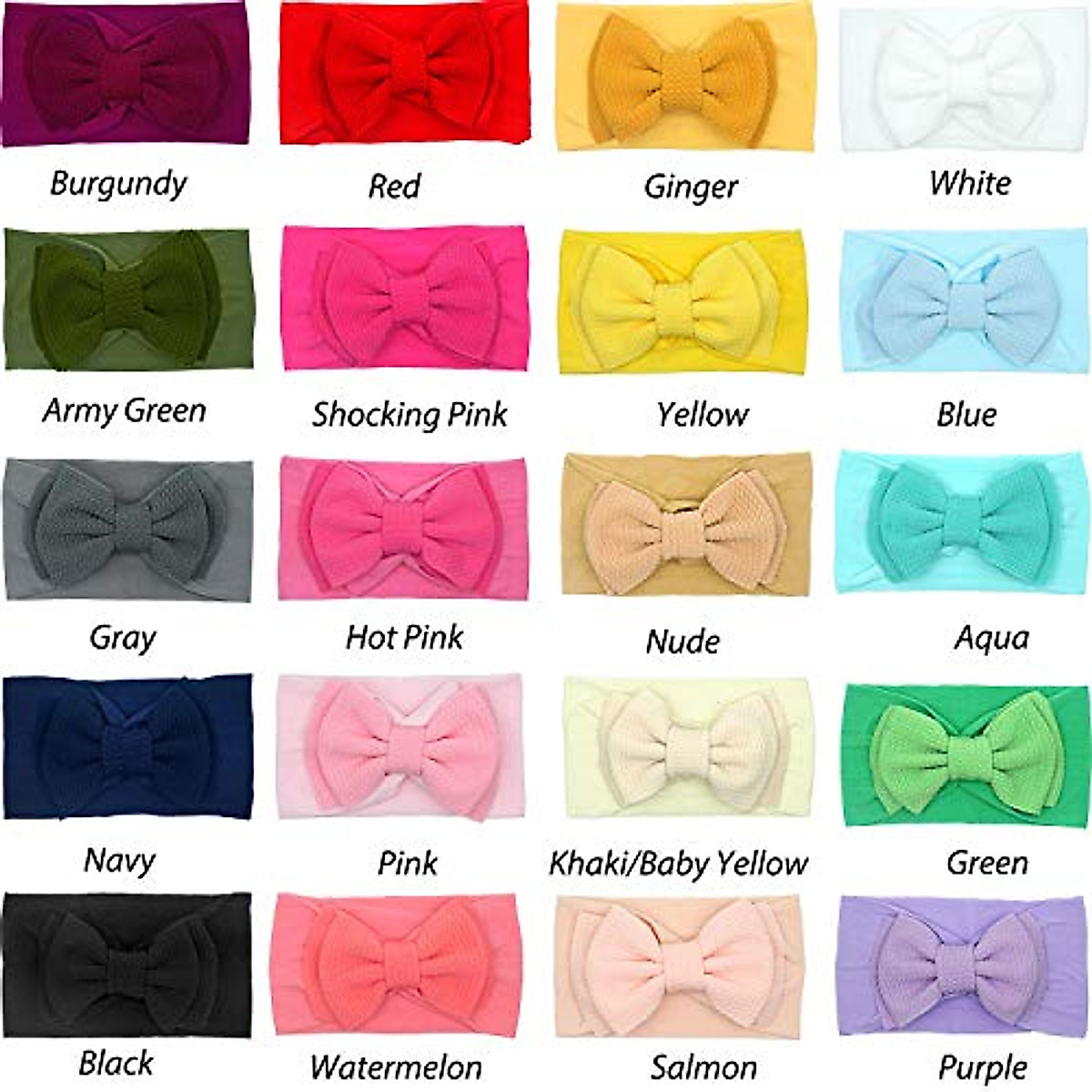 JOYOYO Baby Headbands, 20 Colors 4.5 inch Fabric Hair Bows and Wide Nylon Headbands for Newborns, Infants, Toddlers - Gift Set