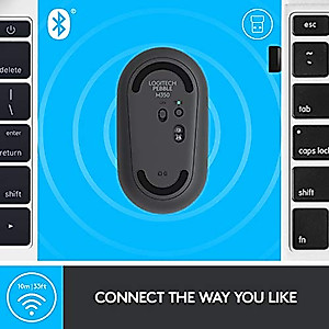 Logitech Pebble Wireless Mouse with Bluetooth or 2.4 GHz Receiver, Silent, Slim Computer Mouse with Quiet Clicks, for Laptop/Notebook/iPad/PC/Mac/Chromebook - Graphite