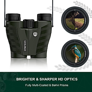 12x30 Compact HD Binoculars for Adults and Kids High Powered - Large View Binoculars with Clear Low Light Vision - Super Bright Lightweight & Waterproof Binocular for Bird Watching Travel Hunting