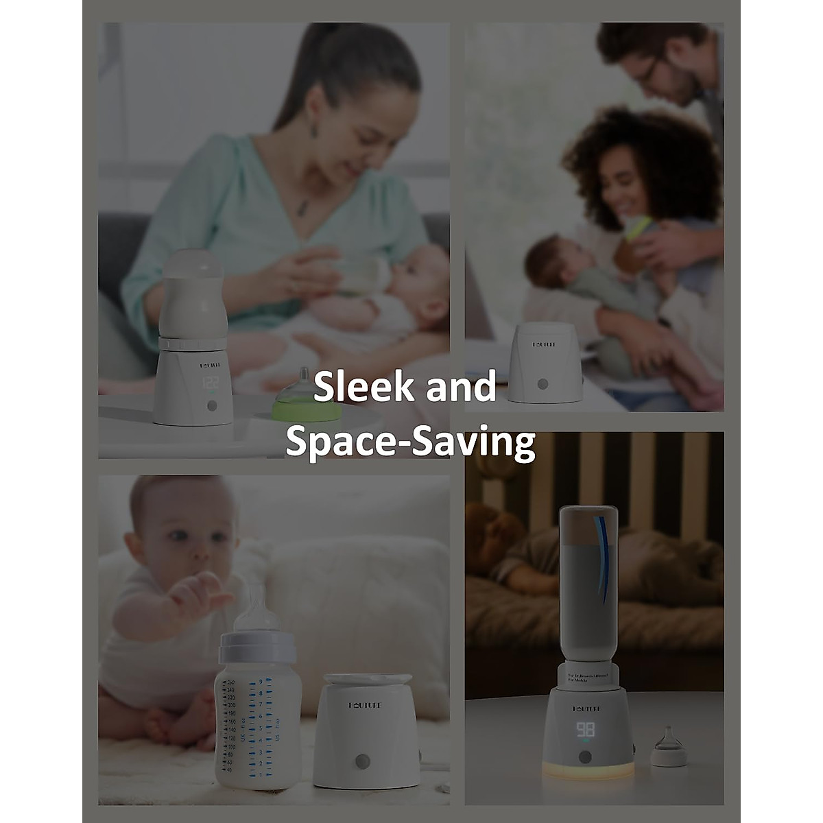 Baby Bottle Warmer, Fast Heating Digital Bottle Warmer (Plug-in) with 4 Adapters Fits Most Baby Bottles, Accurate Temperature Control, Night Light, Portable Size Bottle Warmer for Breastmilk& Formula