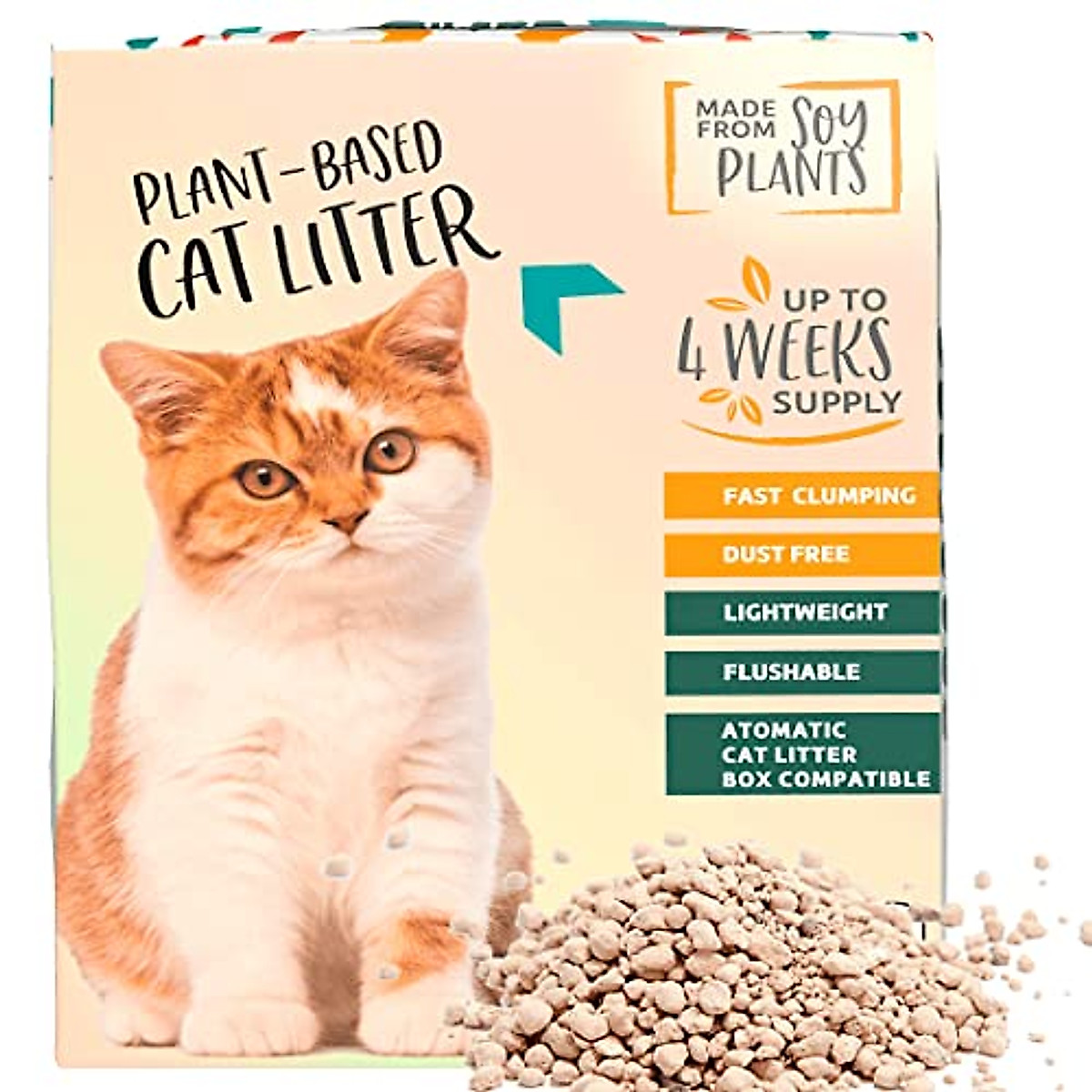 O.R.I./Graystone Natural Granular Tofu Cat Litter for Automatic Self-Cleaning Litter Box Robots | Dust Free Fast Clumping Multi-Cat Plant Based Flushable Lightweight | 1pk 4.5lb Refill Bag Unscented