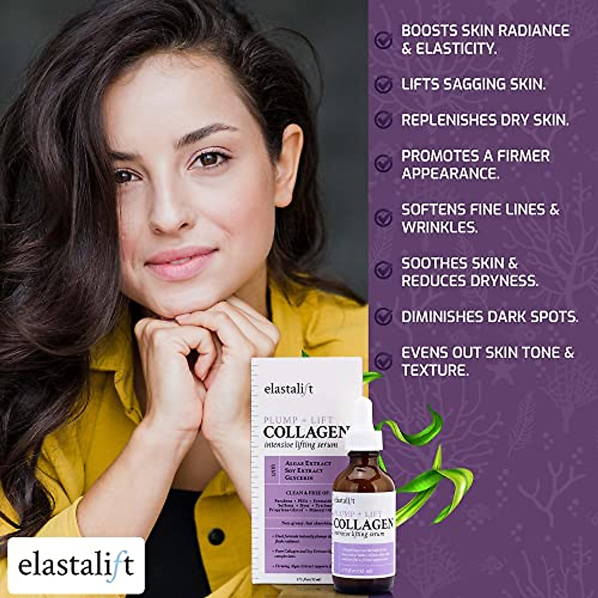 Elastalift Collagen Facial Serum Lifting, Plumping, & Firming Collagen Serum For Face Improves Elasticity, Evens Skin Tone, Plumps, & Lifts Sagging Skin, Non-Greasy Wrinkle Serum (1.75 Fl Oz)