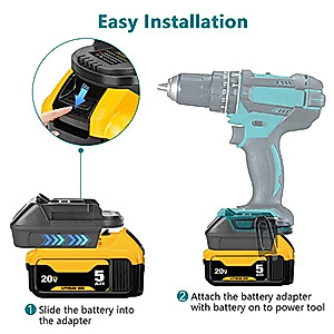 KUNLUN DM18M Battery Adapter for Makita 18V Tools Convert for Dewalt 20V Battery & Milwaukee M18 18V Battery to Makita 18V Battery BL1830 BL1840 BL1850 with USB Charging Port(Bare Adapter Only)