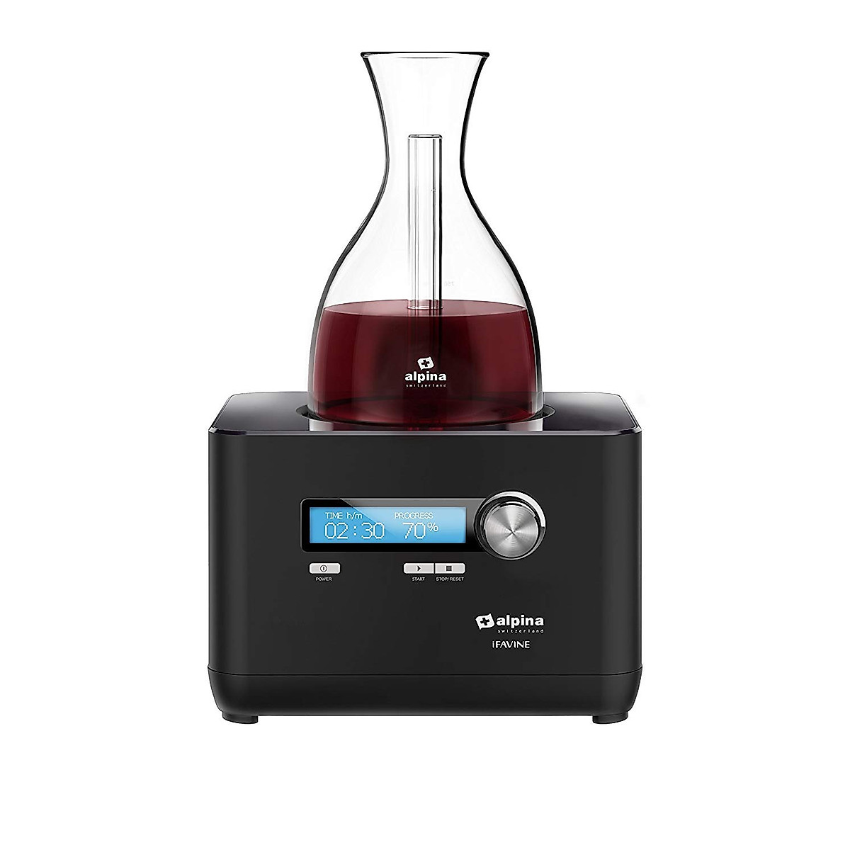 Alpina iFavine iSommelier Smart Electric Super Speed Wine Aerating Decanter Reduces Decanting Time to Seconds Black