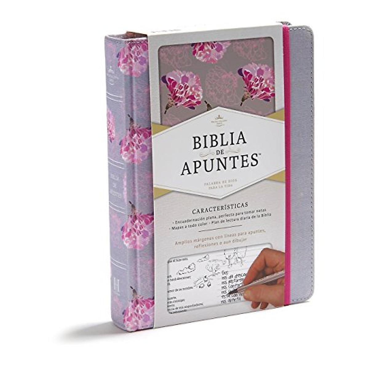 Biblia Reina Valera 1960 de apuntes gris y floreado , tela impresa | RVR 1960 NoteTaking Bible, Grey and Pink, Cloth over Board (Spanish Edition)