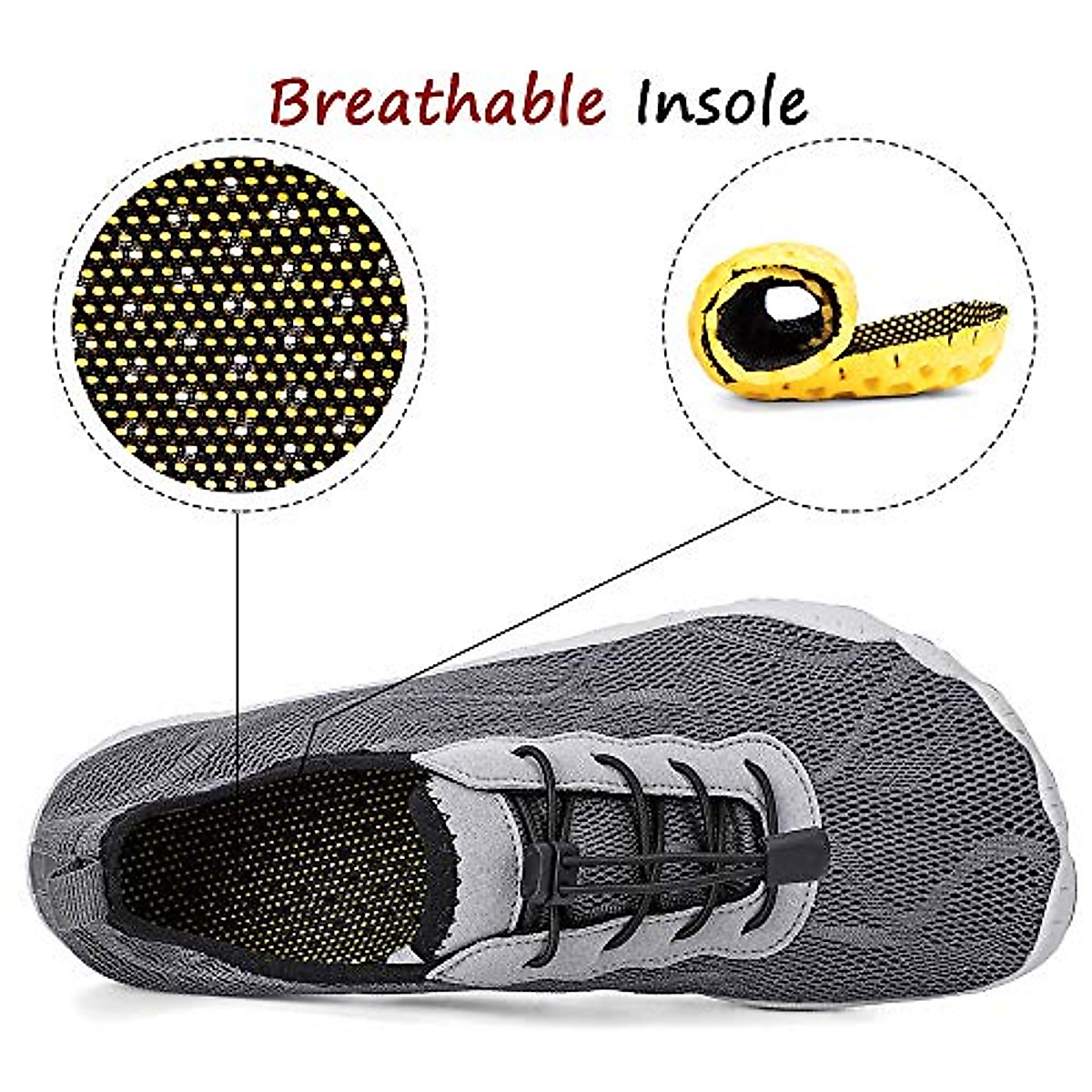 HIITAVE Men Barefoot Water Shoes Beach Aqua Socks Quick Dry for Outdoor Sport Hiking Swiming Surfing Gray 9.5 M US Men