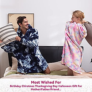 HANYUN Wearable Blanket Sweatshirt for Women and Men,Oversized Sherpa Fleece Blanket Hoodie with Giant Pocket Super Warm and Cozy