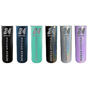R and R Imports NASCAR #24 William Byron 20 oz Insulated Stainless Steel Skinny Tumbler Rainbow Glitter Black