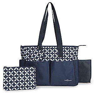 Baby Boom Ivy 4Piece Tote Diaper Bag Set, Navy, One Size