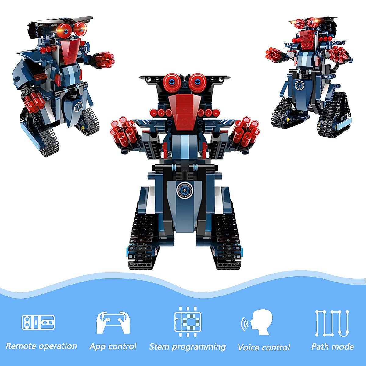 aukfa STEM Building Block Toy RC Robot for Kids, App Controlled & Remote Control Robotic Toy for Boys and Girls, Engineering Educational Build Kit, Early Learning Birthday Gift for 8 Years and Up