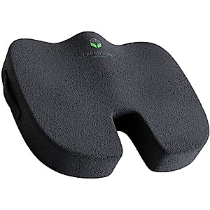 Seat Cushion for Office Chair – Memory Foam Tailbone Pillow Pad for Sitting, Computer, Desk, Chair, Car – Contoured Posture Corrector for Sciatica, Coccyx Back Pain Relief (Black)