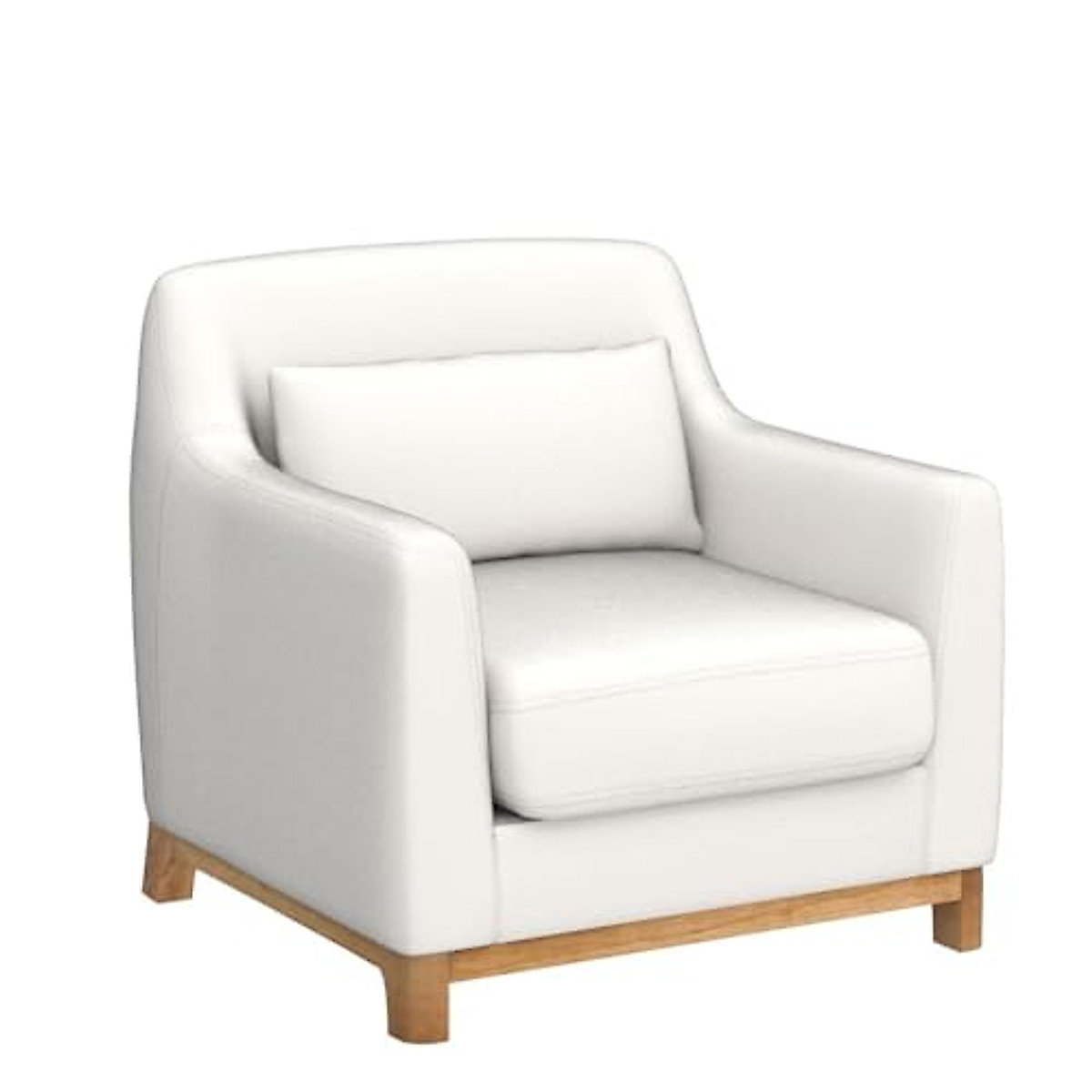 VANOMi Extra Deep Accent Chair, Fabric Upholstered Comfy Reading Armchair for Living Room, Bedroom Single Seat Sofa Chair with Wood Base, Lamb Fabric