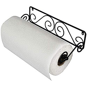 Blue Donuts Farmhouse Paper Towel Holder Wall Mount - Easy One-Handed Tear Kitchen Paper Towel Dispenser, Under Cabinet Paper Towel Holder, Black