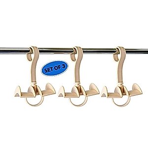 Home-X 3 Pcs Rotating Handbag Hanger for Closet, Purse Organizers, Closet Organizers, Handbag Storage, Purse Hanging Closet Hooks-Beige