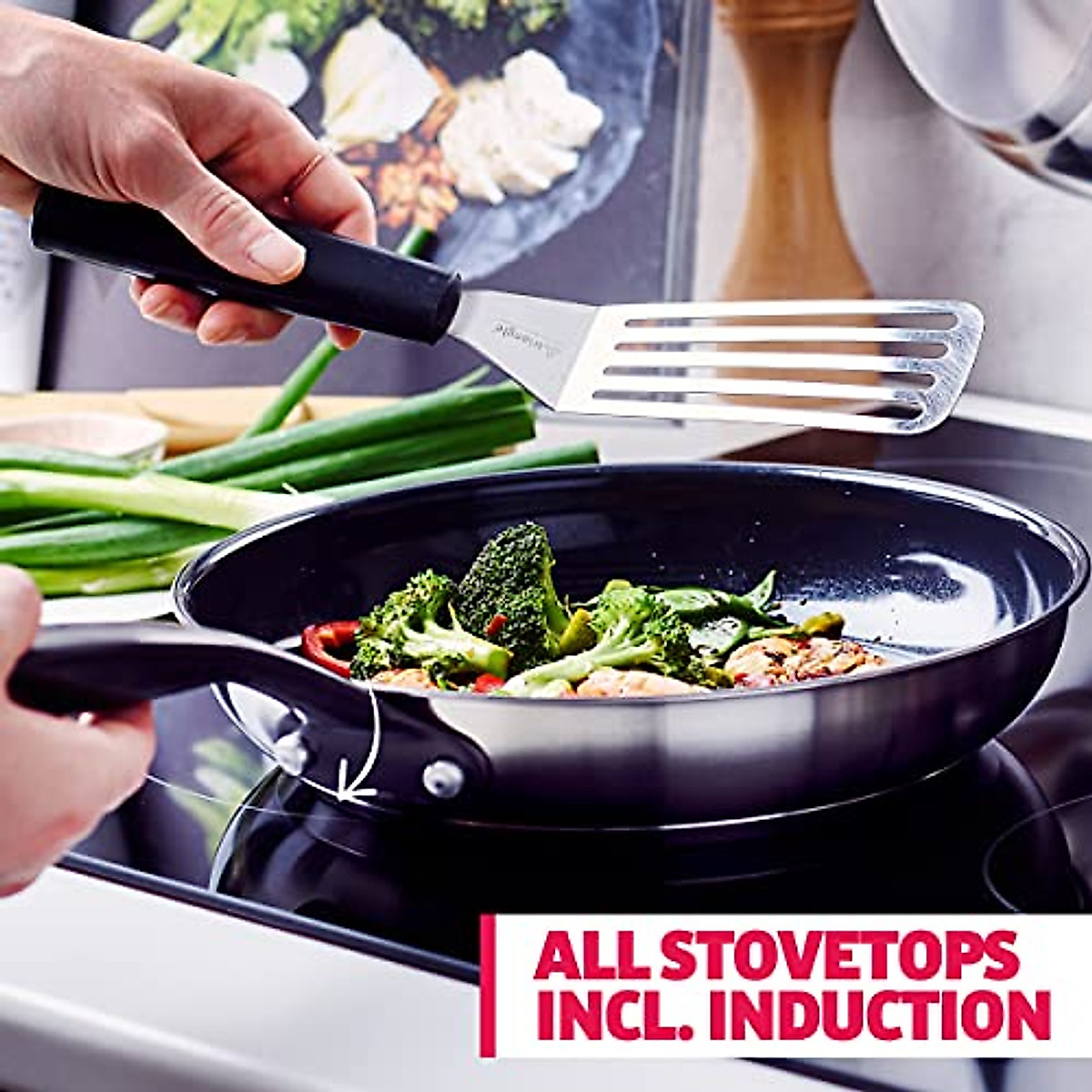 Kitchen Stories by GreenPan Healthy Ceramic Nonstick Stainless Steel Frying Pan, 8"