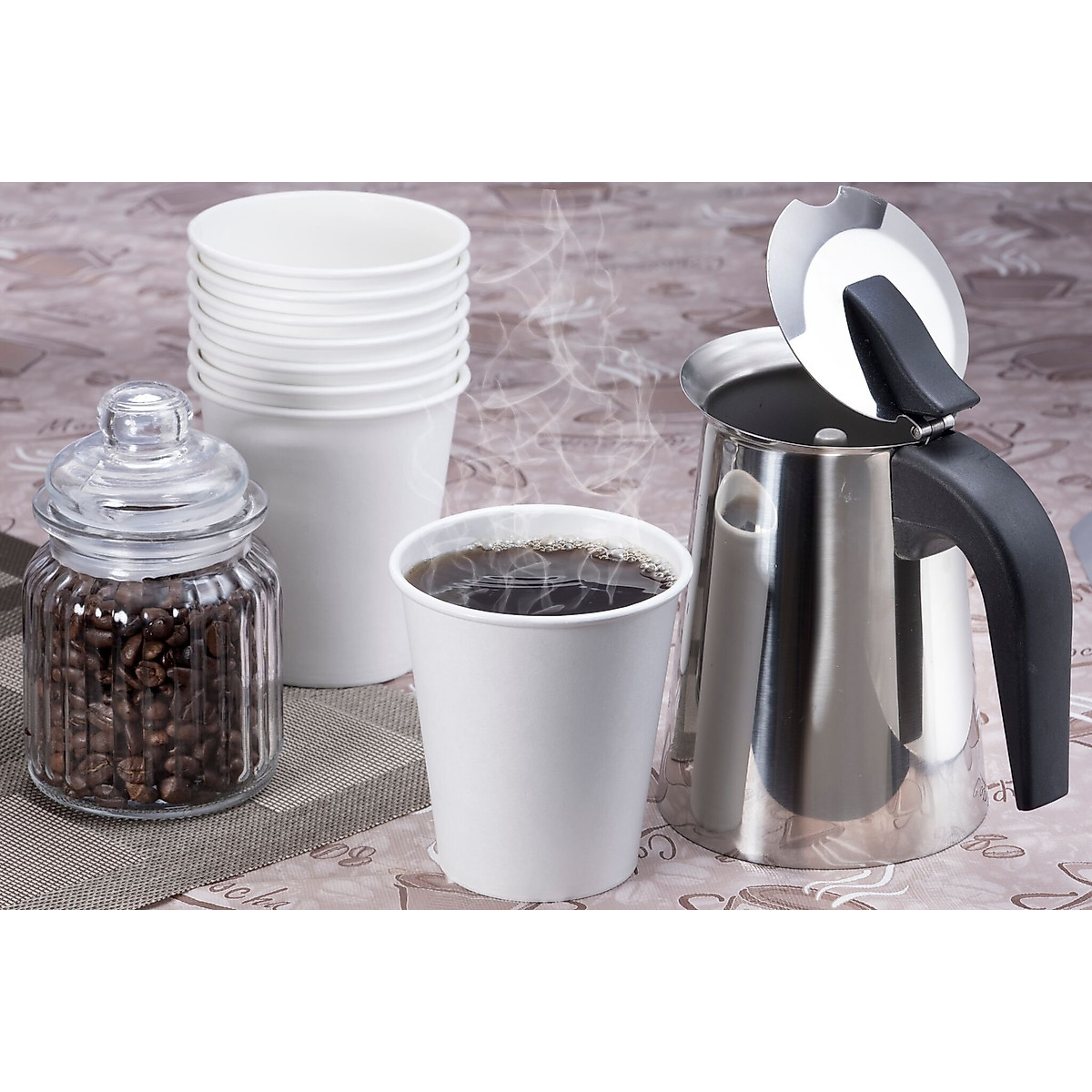 NYHI 100 Pack 10 oz White Paper Disposable Coffee Cups Hot Cold Beverage Drinking Cup for Water Juice Espresso Tea Ideal for Water Coolers Party