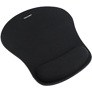 Mouse Pad with Wrist Support, TECKNET Ergonomic Gaming Mouse Pad Pain Relief, Portable Comfortable Mousepad for Computer, Laptop, Office, Home and Travel, Non-Slip Base, Waterproof Surface, Black