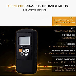 ZCM-JSD Geiger Counter Radiation Detector, Handheld High Accuracy Nuclear Radiation Meter ith 3 Alarm Modes,Body Radiation Dose Equivalent X γ Hard β Rays Detector