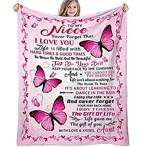 KOLVIIV Niece Gifts from Auntie Blanket to My Niece Throw Blanket Birthday Graduation Gifts for Niece from Aunt Blankets for Bed Couch 50 x 60 Inch