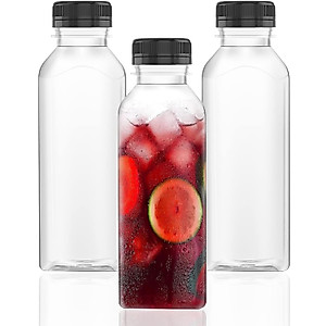 3 Pcs 17 Oz Plastic Juice Bottles Empty Clear Containers with Tamper Proof Lids for Juice, Milk and Other Beverage