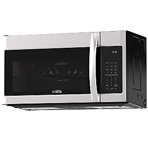 KoolMore KM-MOT-2SS Range Microwave Oven Lamp and 300CFM Recirculation Vent Hood, Auto Cook Menus, Reheat Function, 11 Power Levels, Timer, and Weight Defrost, 30 in/1.9 Cu. Ft, Silver