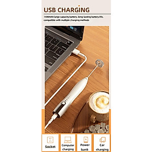 Immersion Blender Handheld, 2-in-1 Hand Blender Electric with USB Rechargeable 3 Speeds, Stainless Steel Blade Stick Blender with Whisk, for Coffee Latte,Hot Chocolate, Egg (Green)