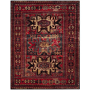 SAFAVIEH Vintage Hamadan Collection Area Rug - 8' x 10', Red & Multi, Oriental Traditional Persian Design, Non-Shedding & Easy Care, Ideal for High Traffic Areas in Living Room, Bedroom (VTH213A)