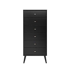 Prepac Milo Mid-Century Modern Tall 6-drawer Chest - Black