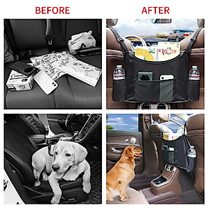 ZXZMZT Car Net Pocket Handbag Holder, Car Purse Holder Between Seats Front, Between Seats car Organizer, Accessory Organizer,Backseat Organizer Storage for Car Front Seat. (Black, 4.5inch)