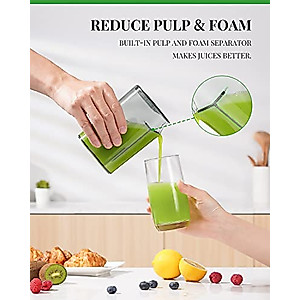 Juicer with Titanium Enhanced Cut Disc, GDOR Dual Speeds Centrifugal Juice Maker Machines with 2.5" Feed Chute, for Fruits and Veggies, Anti-Drip, Includes Cleaning Brush, BPA-Free, White