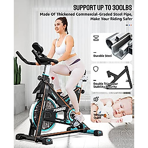 pooboo Magnetic Resistance Indoor Cycling Bike, Belt Drive Indoor Exercise Bike Stationary LCD Monitor with Ipad Mount ＆Comfortable Seat Cushion for Home Cardio Workout Cycle Bike Training Upgraded Version