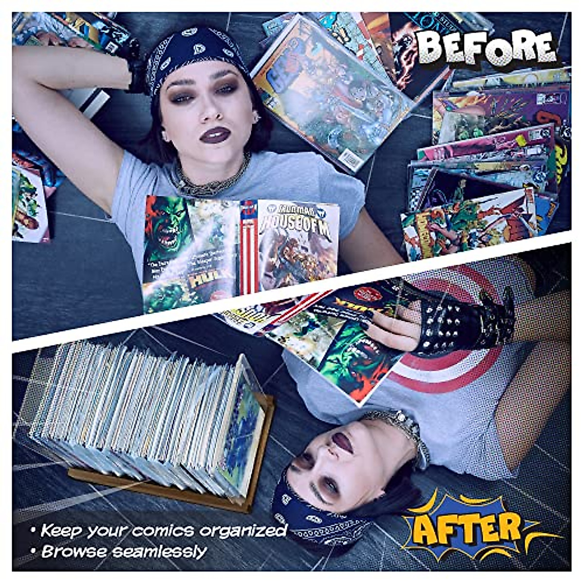 Comic Book Storage Holder - Display Case for Collectors – Patent Pending Wood & Acrylic Comics Box, Bin & Organizer - Magazines & Books Boxes for Organization - Stores Up To 150 Issues - 14.5x8 Inches (Dark Walnut)