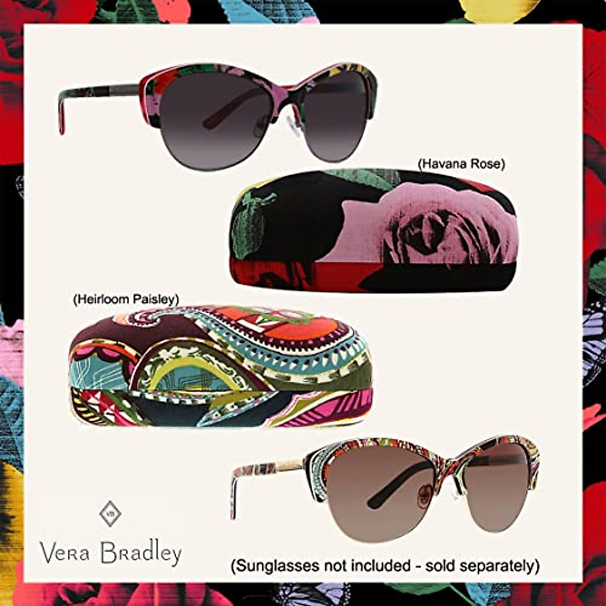 Vera Bradley Sunglasses/Eyeglasses Clamshell Hard Case (Heirloom Paisley, Sunglasses Case)