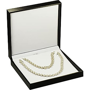 The Jewellery Pak Black Color Big Necklace Chain Gift Box Luxury Soft Touch PU Leather Material Necklace Storage Box Size 6.42 inch(W)6.42〞(D)1.57〞(H)