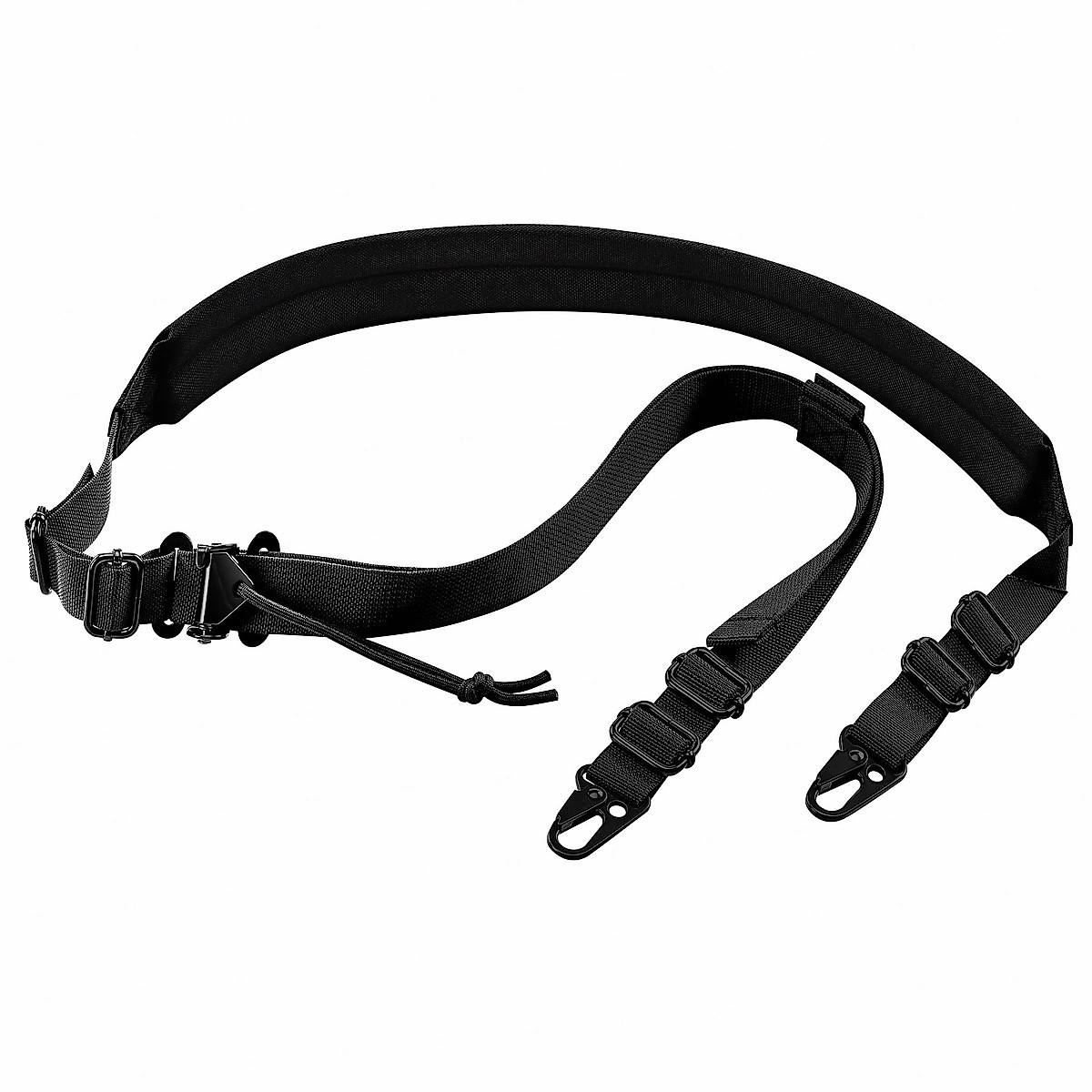 Two Point Traditional Sling Quick Adjust Rifle Sling All Metal Hardware with Wide Padded Shoulder Strap (Black)
