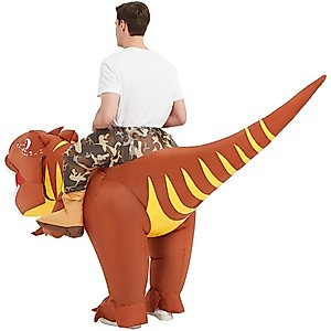 GOOSH Inflatable Dinosaur Costume 63IN Riding T Rex Air Blow up Dinosaur Costume for Halloween Cosplay Party
