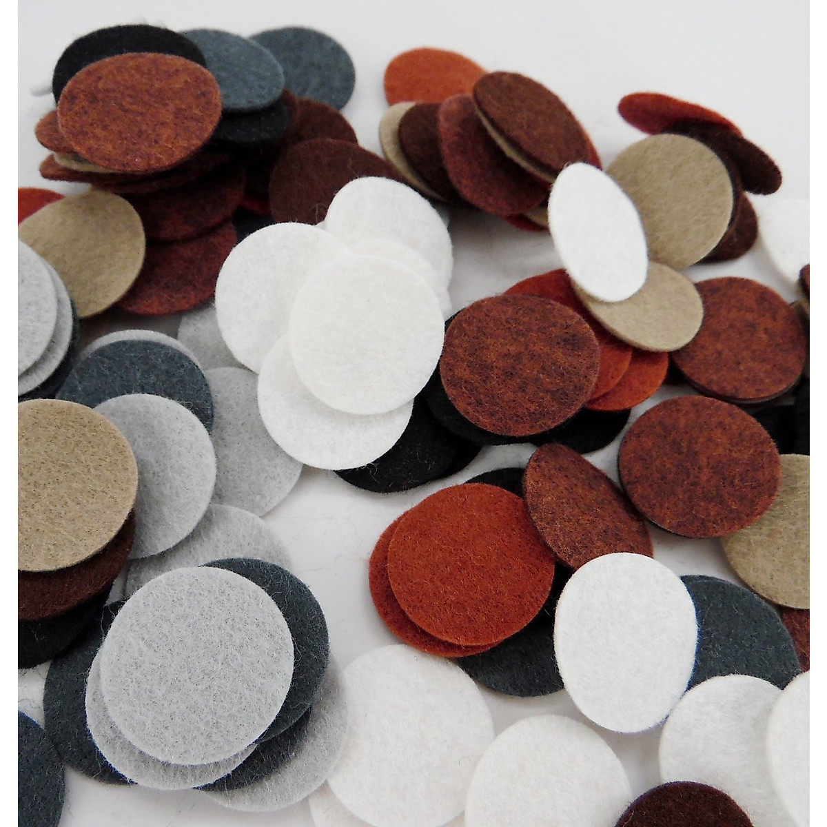 128 Wool Blend Felt 1 inch Circles - Naturals Colors - Made in USA - OTR Felt