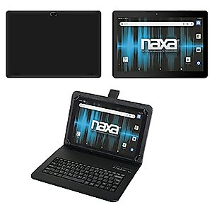 Naxa NID-1021 Core Android 11 Tablet with 10.1” HD IPS Screen and USB Keyboard Case, 1.6 GHz Quad Core Processor, 2GB Ram, 16GB Storage, Front and Rear Cameras, Speaker and Microphone, Black