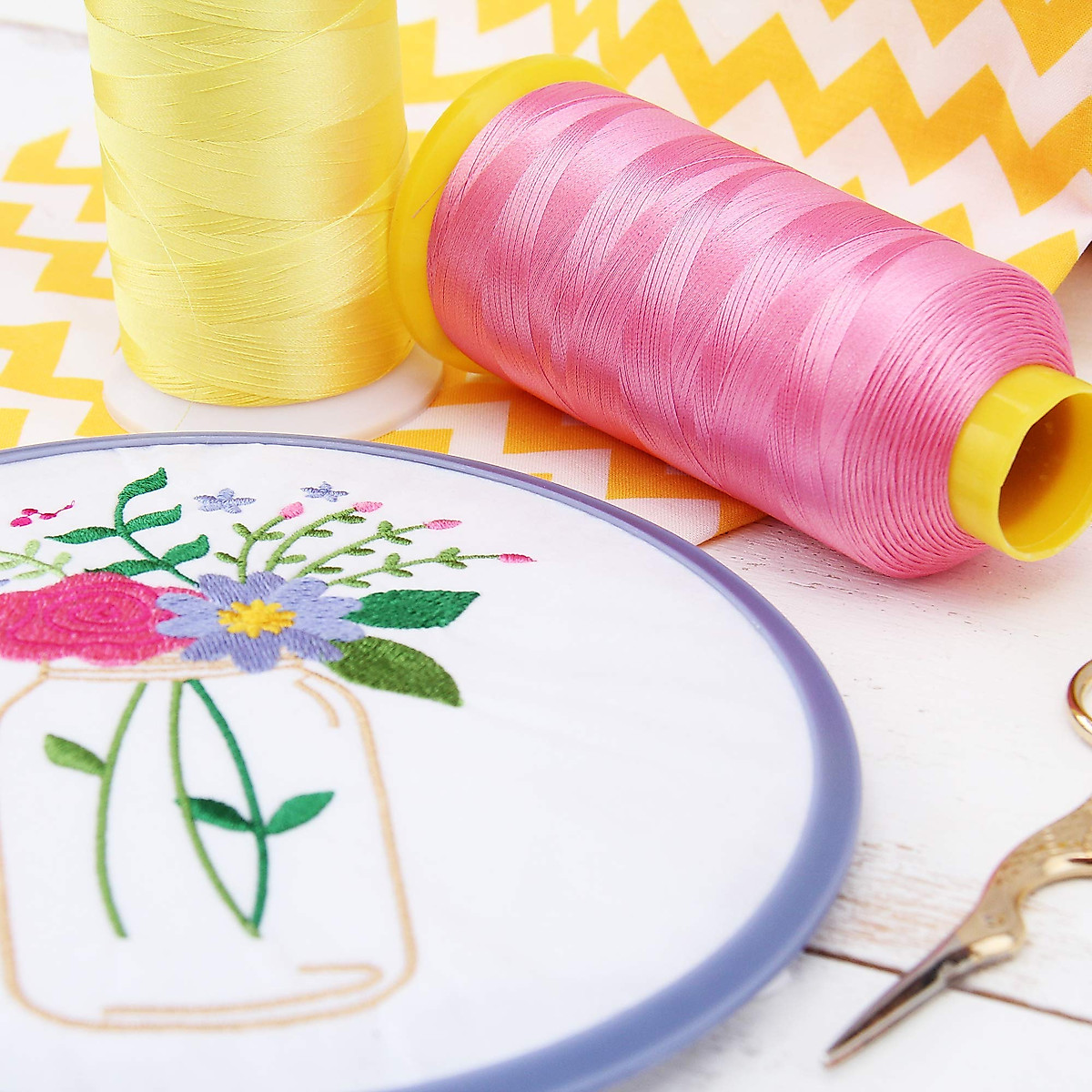 Threadart Large 5000m Cones Polyester Machine Embroidery Thread | Huge 5000M (5500 Yard) Cones 40wt | For Brother Janome Bernina Embroidery & Sewing Machines | No. 394 - Dk Maroon