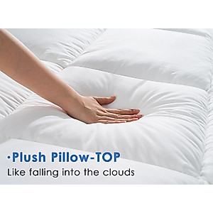 Marine Moon Twin XL Mattress Topper, Cooling Plush Bed Topper Soft Thick Pillow Top Mattress Toppers, 3 Inch Feather Down Alternative Pad Cover for College Dorm, Back Pain Relief, XL Twin 39" x 80"