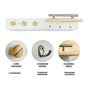 Artmovelar Key and Mail Holder for Wall - Wall Mounted Key Hanger, First Apartment Essentials, House Decor, Mail Organizer, Key Rack for Entryway, Farmhouse Kitchen Decor, Key Hooks for Wall - White