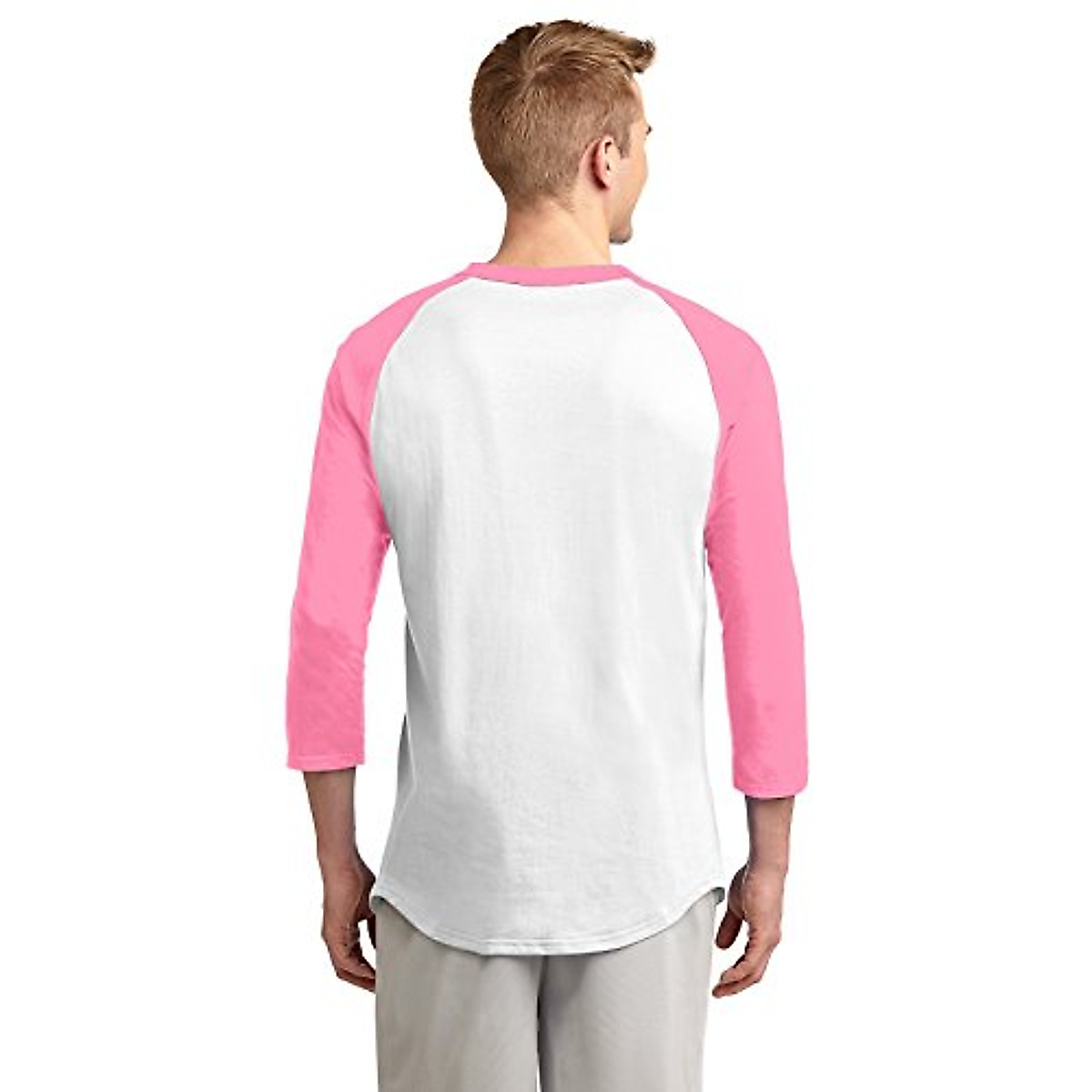 SPORT-TEK Colorblock Raglan Jersey. T200 White/Bright Pink 4XL