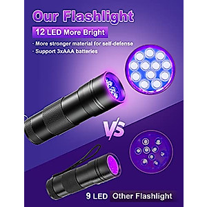 Fulighture Black Light Flashlight Mini, Small UV Black Light for Pet, Urine Detection for Dog Cat, Portable Ultraviolet Blacklight Flashlights 395nm, Resin Curing, Bed Bug, AAA Batteries Included