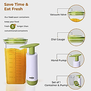 Shop LC Food Saver Containers for Vacuum Seal - BPA Free - Preserve Juice & Liquid for Longer, Stackable, Airtight Juice Container (1 pcs + Vacuum Sealer Pump)