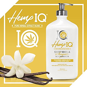 HEMP IQ Sweet Vanilla Sugar Body Moisturizer | 100% Pure Hemp Seed Oil | Ultra-Hydrating Daily Moisturizer 18.25 oz.