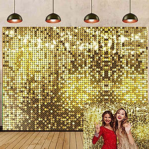 Generic Gold Glitter Backdrop Disco Themed Photography Backdrop for Anniversary Birthday Bridal Shower Wedding Prom Party Decorations Supplies Photo Studio Props (7X5FT(82x59inch))